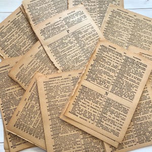 Vintage 1930s Webster Dictionary Pages - Set of 20 Sheets - Mixed Media ...
