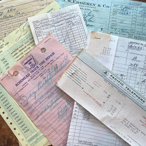 Vintage Used Receipts Ephemera Lot - Set of 20 - Junk Journal, Paper ...