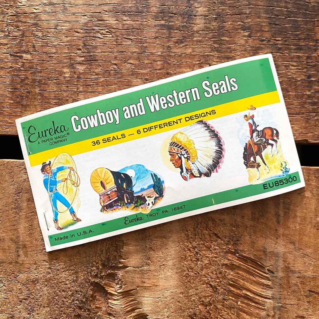 Vintage Eureka Cowboy and Western Gummed Seals (stickers, Decals ...