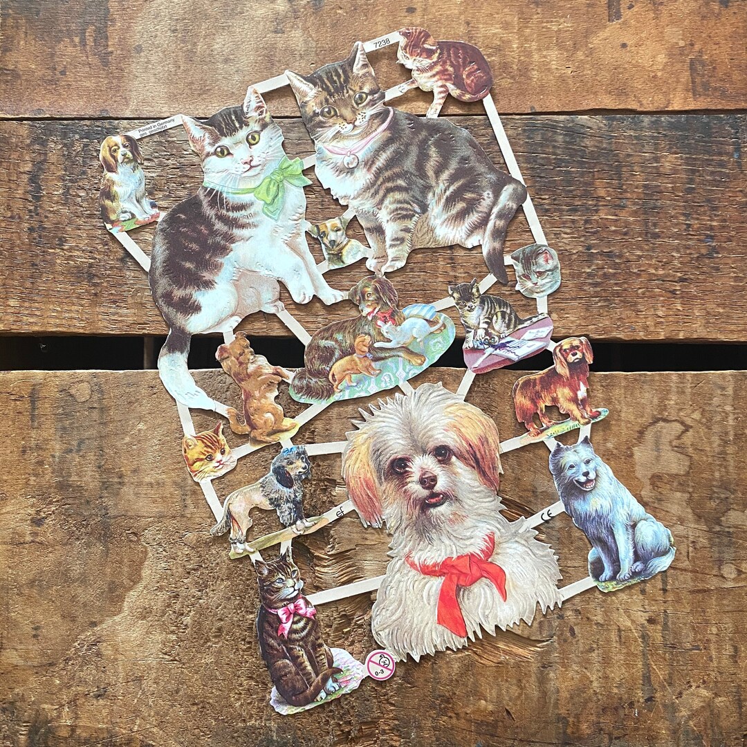 Cats and Dogs German Scraps - Animals - Die Cuts, Cut Outs, Vintage ...