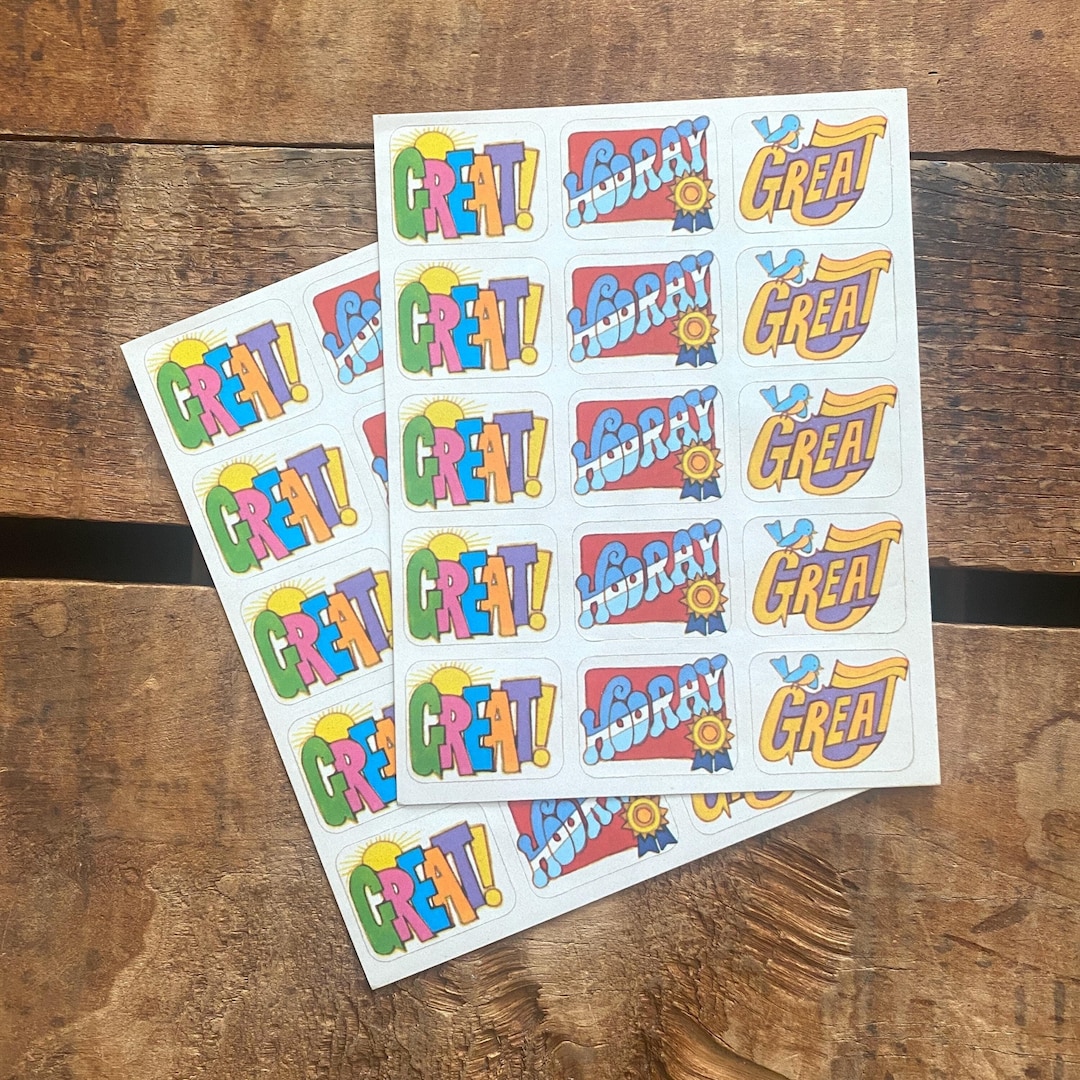 Vintage Unused Grading Seals for Teachers Sticker Sheets 2 Sheets Paper ...