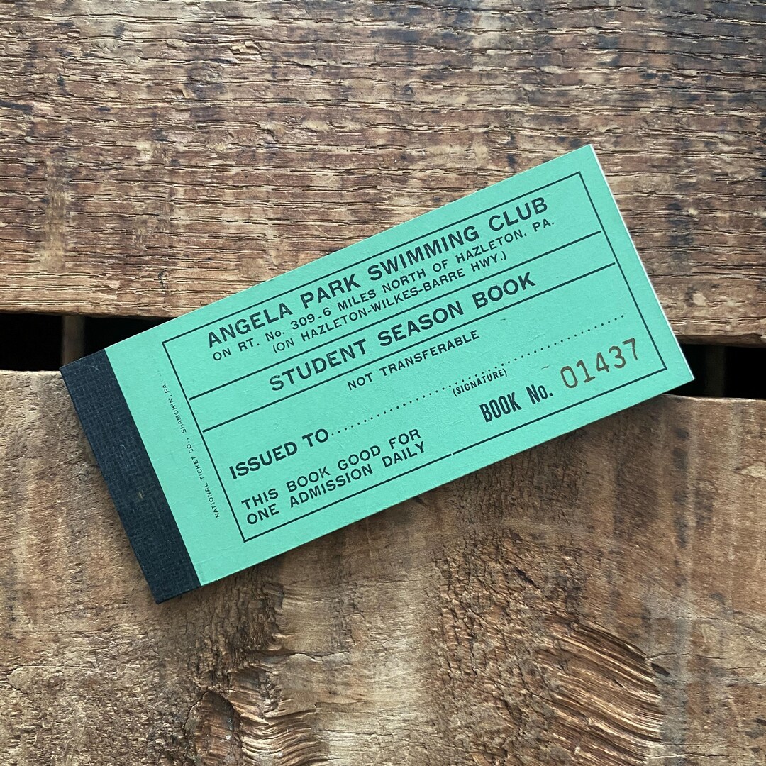 Vintage Angela Park Swimming Club Ticket Book - 25 Strips, 100 Tickets ...