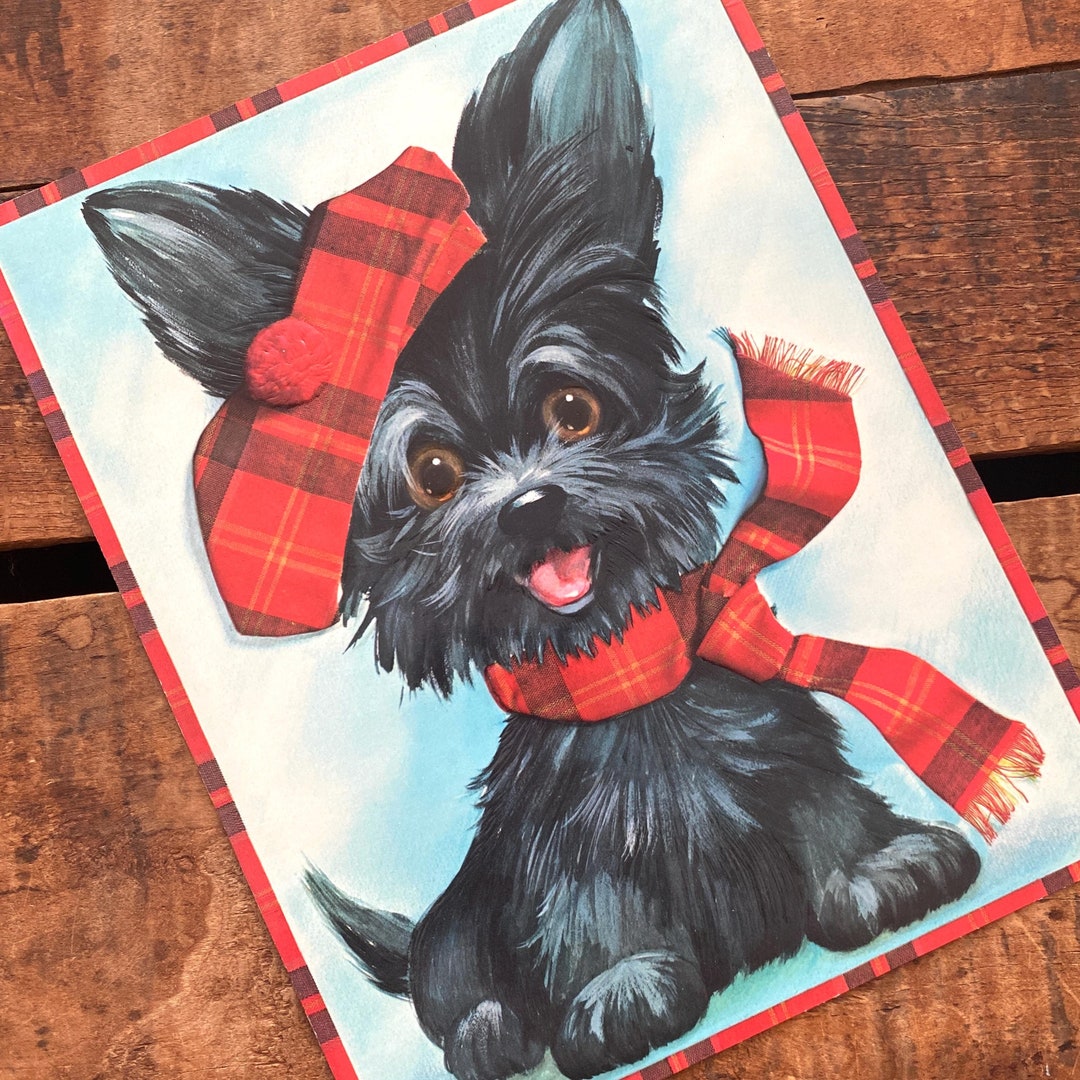 Vintage Unused Coby Birthday Card Scottish Terrier Dog Paper Ephemera ...