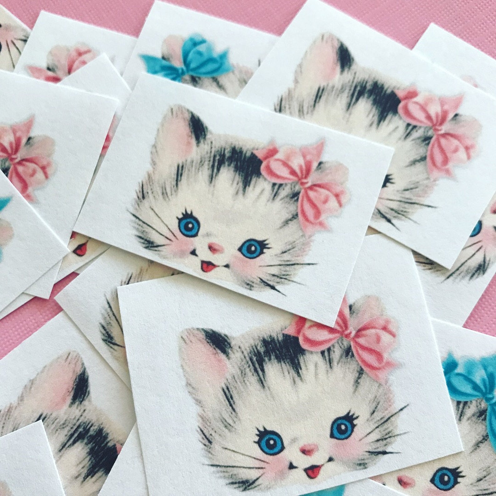 Kitten Stickers Set of 32 Handmade Stickers Vintage - Etsy