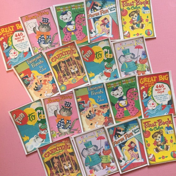 Coloring Book Stickers Set of 18 Handmade Stickers | Etsy