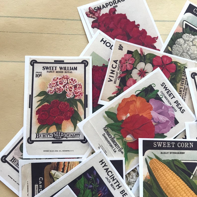 Garden Seed Packet Stickers - Set of 24 - Handmade Junk Journal ...