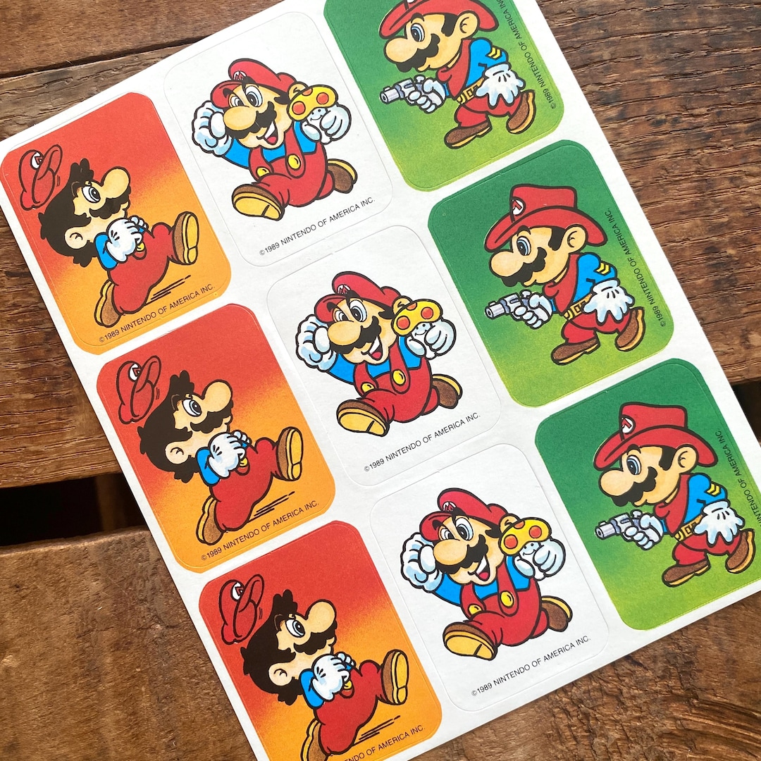 Vintage 80s Super Mario Brothers Sticker Sheet - Old Nintendo ...