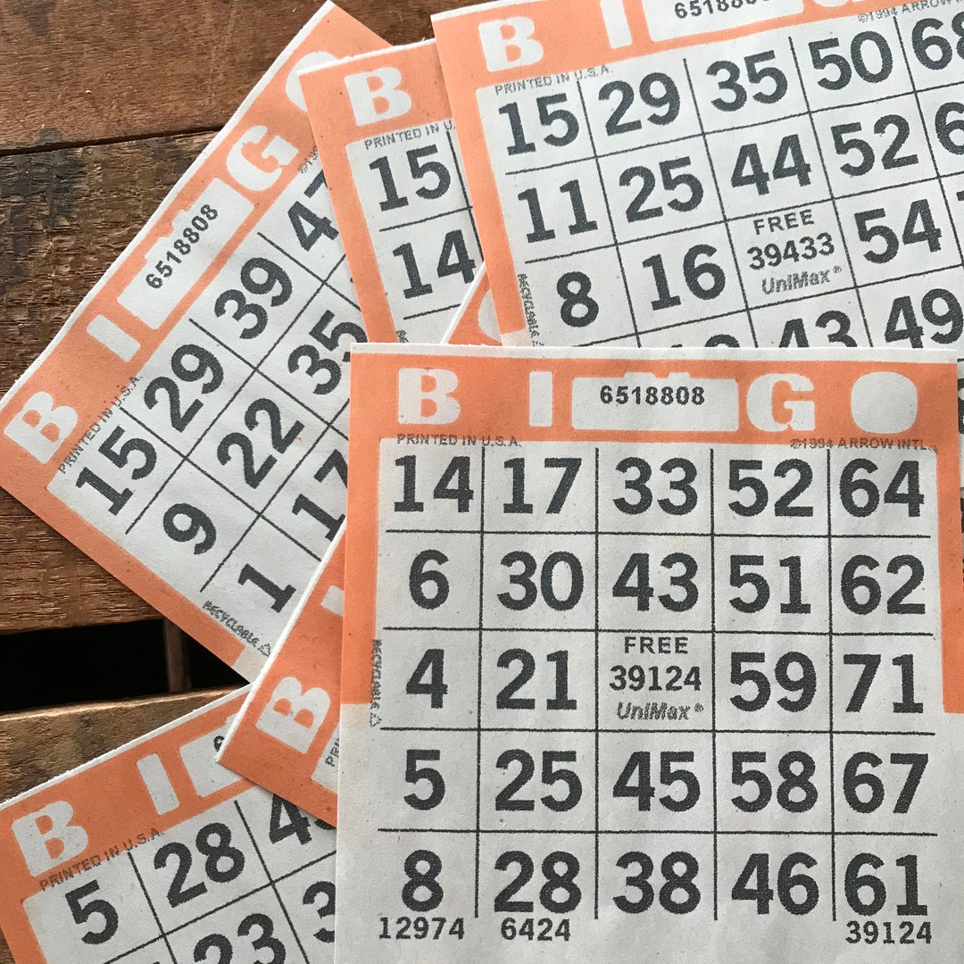 Orange Bingo Cards - Set of 20 - Bingo Sheets, Junk Journal Paper ...