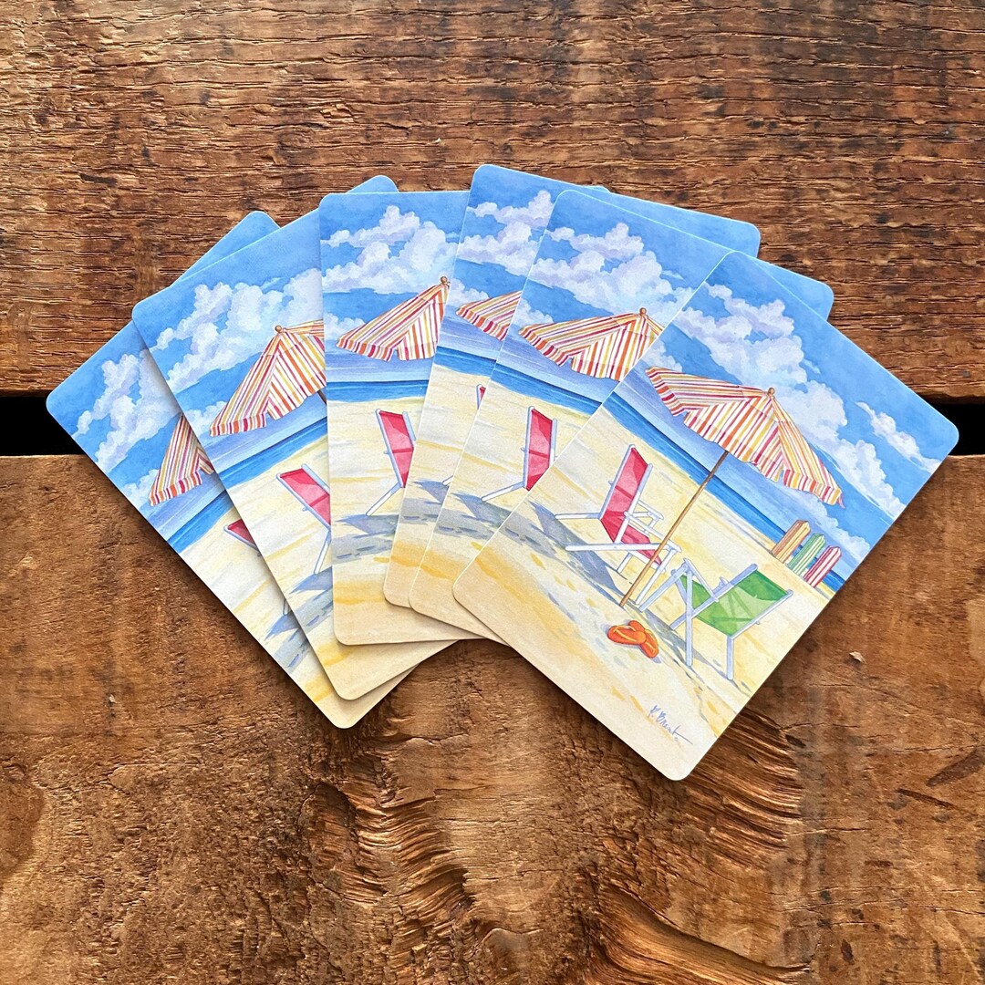 Vintage Beach Playing Cards - Set of 6 - Paper Ephemera, Junk Journal ...