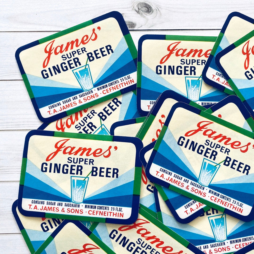 Vintage James' Ginger Beer Soda Drink Labels - Set of 5 - Junk Journal ...