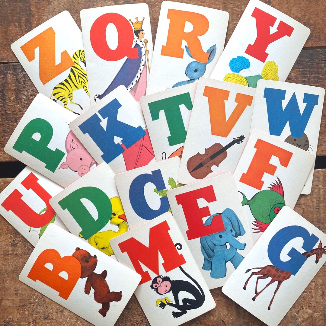 Vintage Alphabet Flash Cards - Full Alphabet, 26 Letters - ABC, A to Z ...