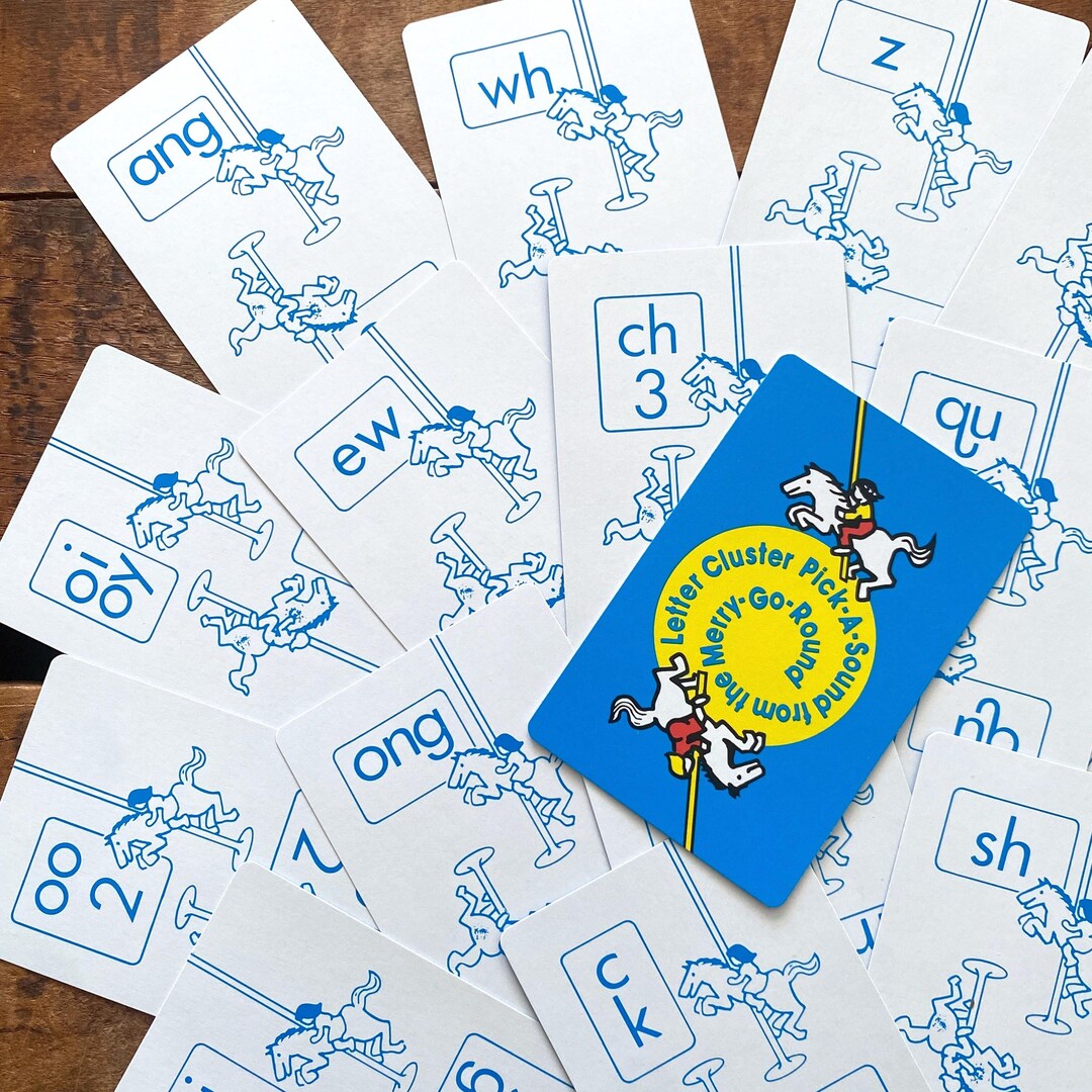 Vintage Phonics Sounds Merry Go Round Flash Cards - 26 Cards - ABC, A ...