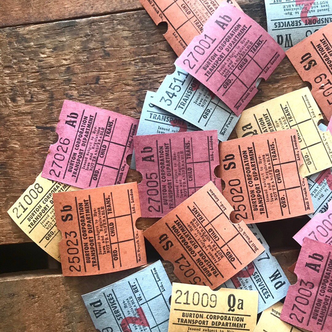 Vintage British Bus Tickets - Set of 20 - Vintage Tickets, Vintage ...