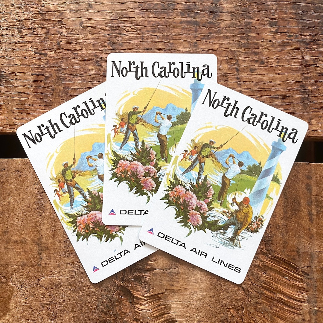 Vintage North Carolina Delta Air Lines Playing Cards - Set of 3 - Card ...