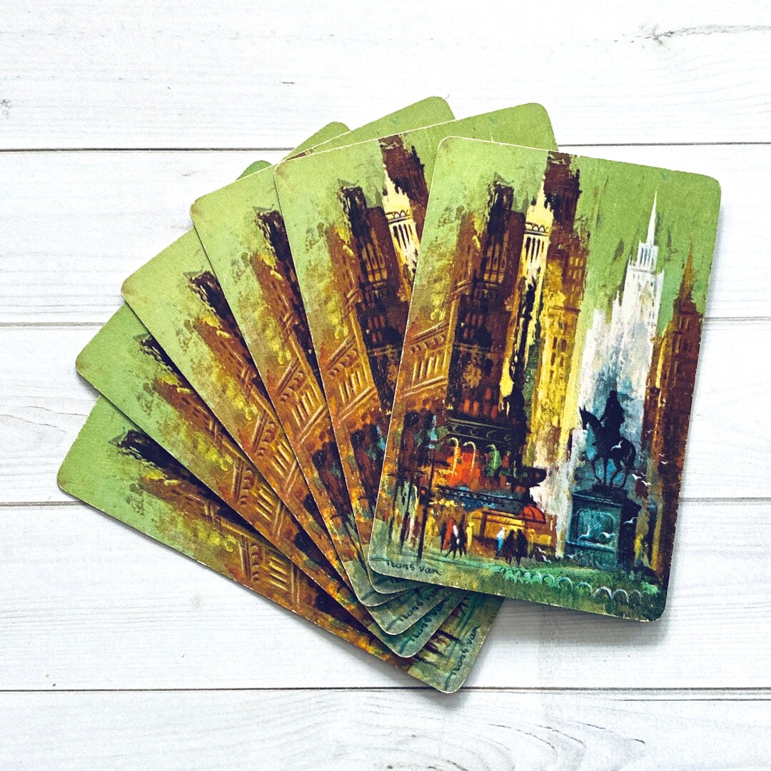 Vintage Urban City Scene Playing Cards - Set of 6 - Etsy