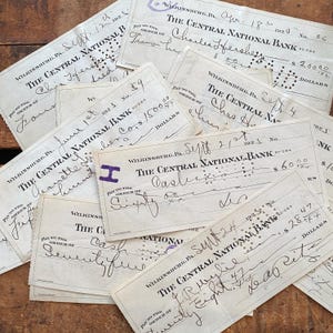 Vintage Bank Receipt Checks - Set of 8 - Junk Journal, Paper Ephemera ...