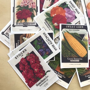 Seed Packet Stickers - Set of 24 - Handmade Stickers, Vintage Style ...