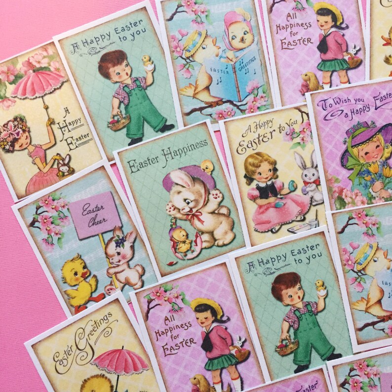 Easter Stickers Set of 18 Handmade Stickers Vintage | Etsy
