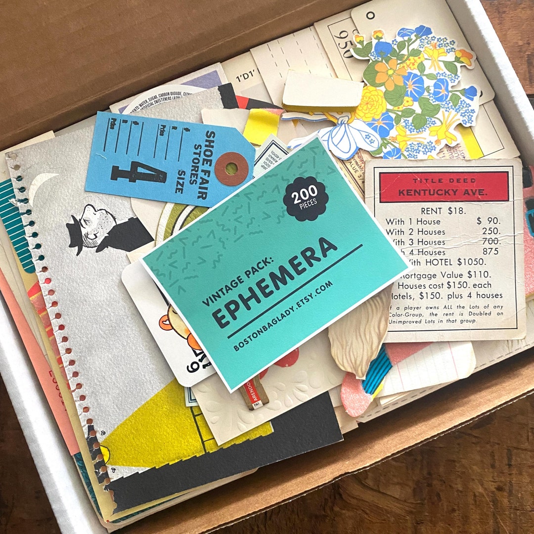 Vintage Paper Ephemera Box - Set of 200+ Assorted Pieces; Over 1 Lb ...