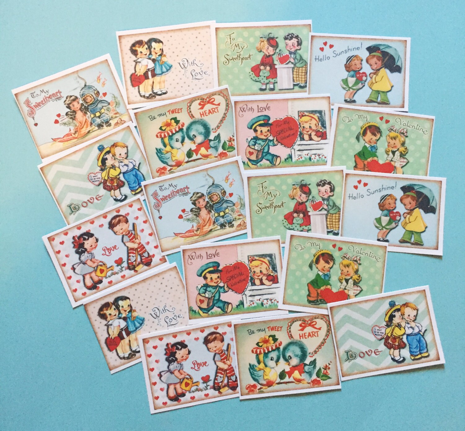 Valentine Stickers Set of 18 Handmade Stickers Vintage | Etsy