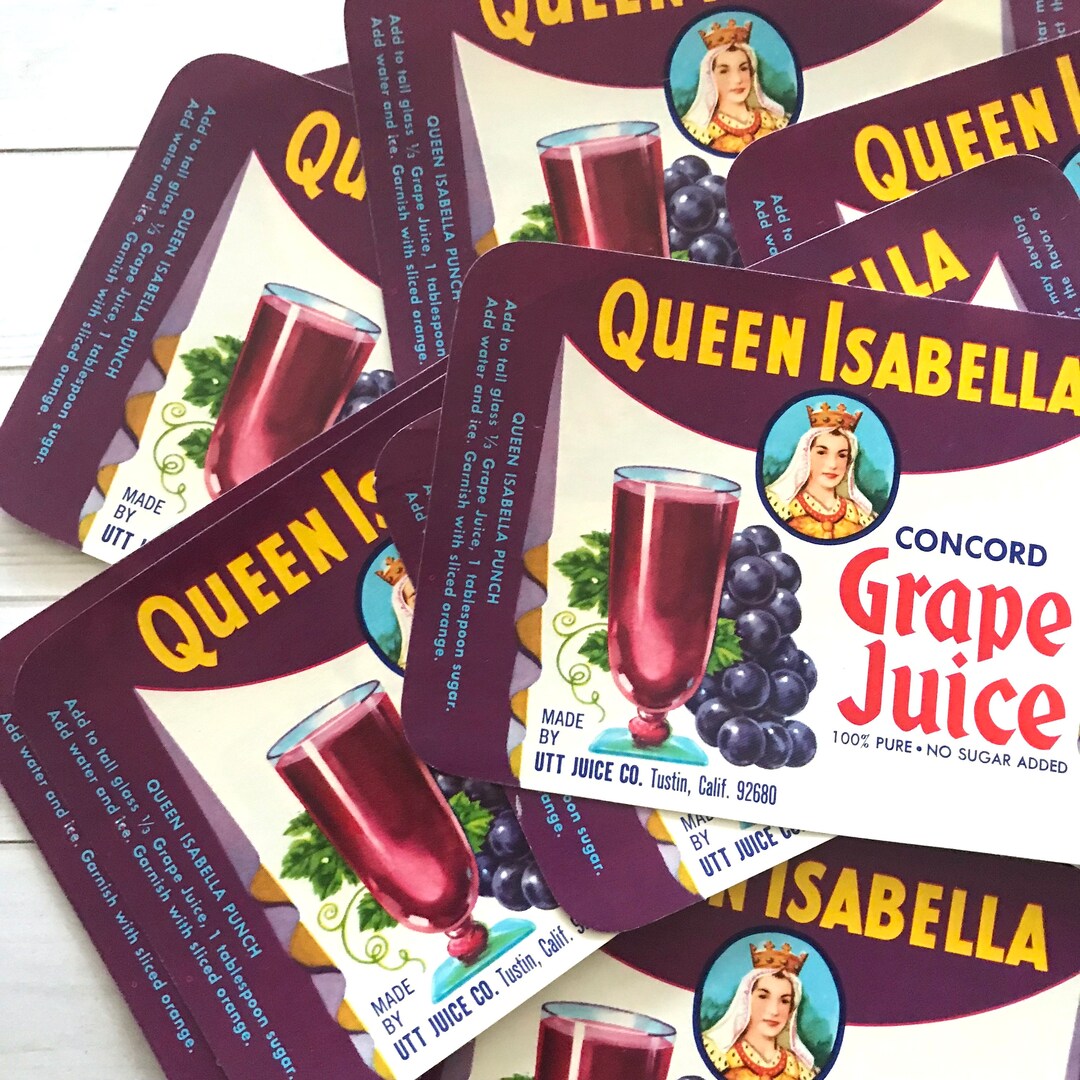 Vintage Juice Labels - Set of 5 - Vintage Labels, NOS Labels, Junk ...