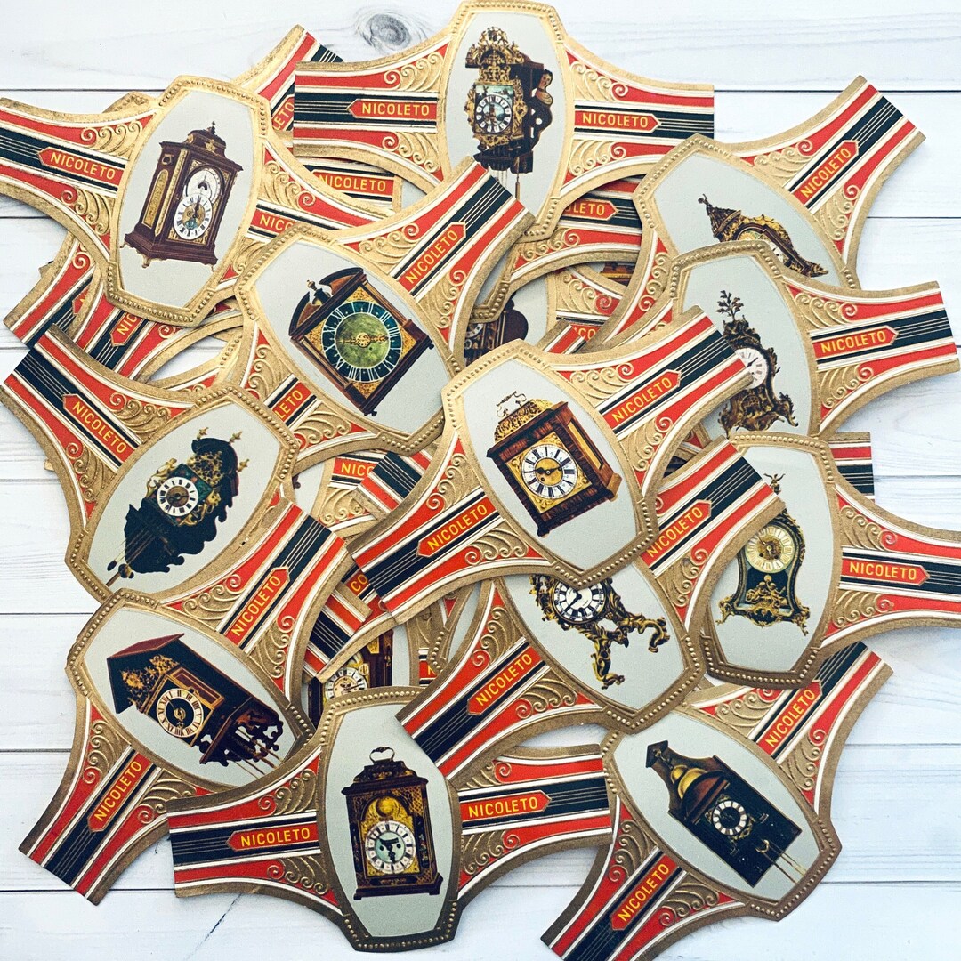 Vintage Cigar Labels - Set of 24 - Oversized Cigar Bands, Vintage Paper ...