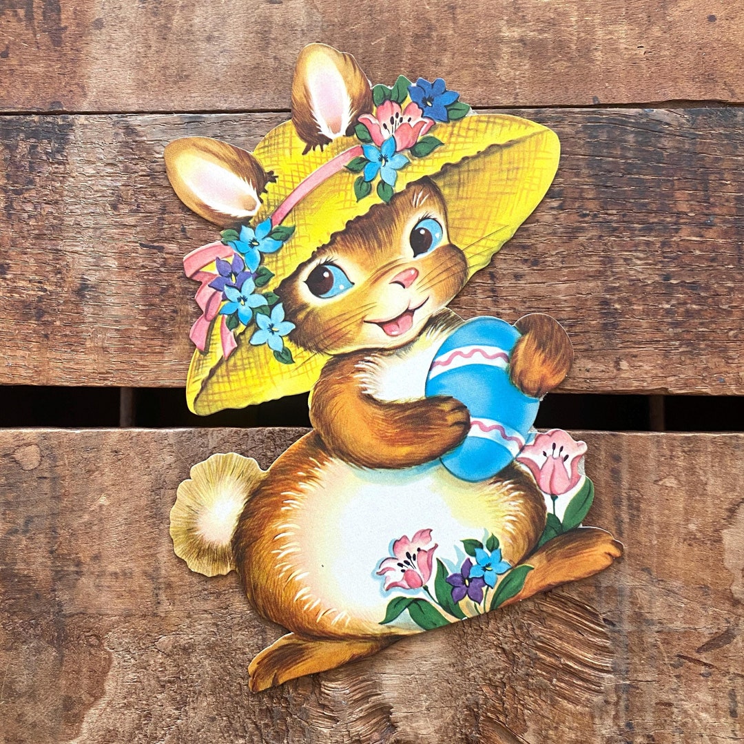Vintage Bunny Die Cut - 7 Inch - 60s NOS Easter Bunny, Dennison Die ...