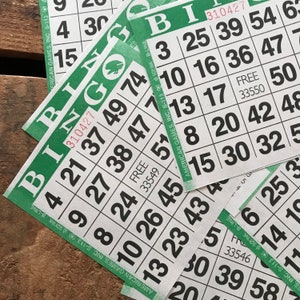 Green Bingo Cards - Set of 20 - Bingo Sheets, Junk Journal Paper ...