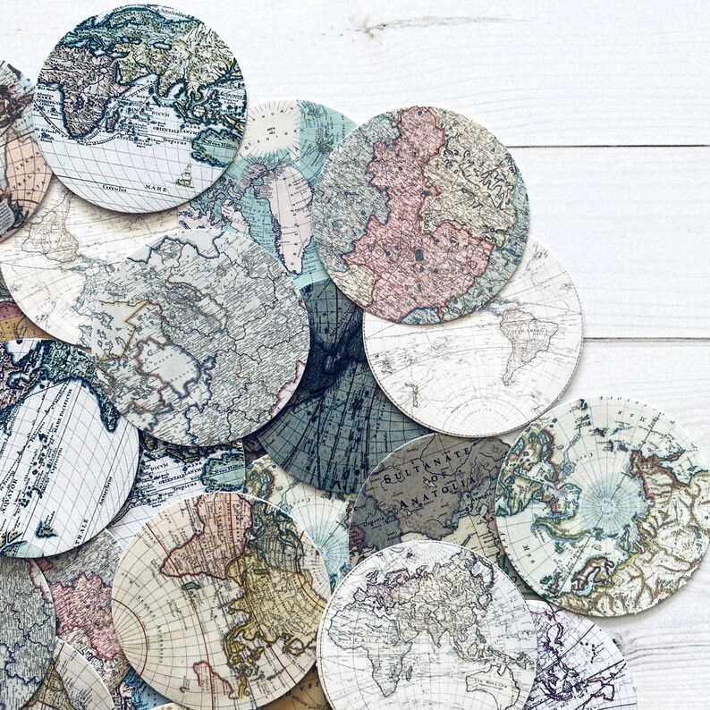 World Map Stickers Set of 46 Map Labels Junk Journal - Etsy