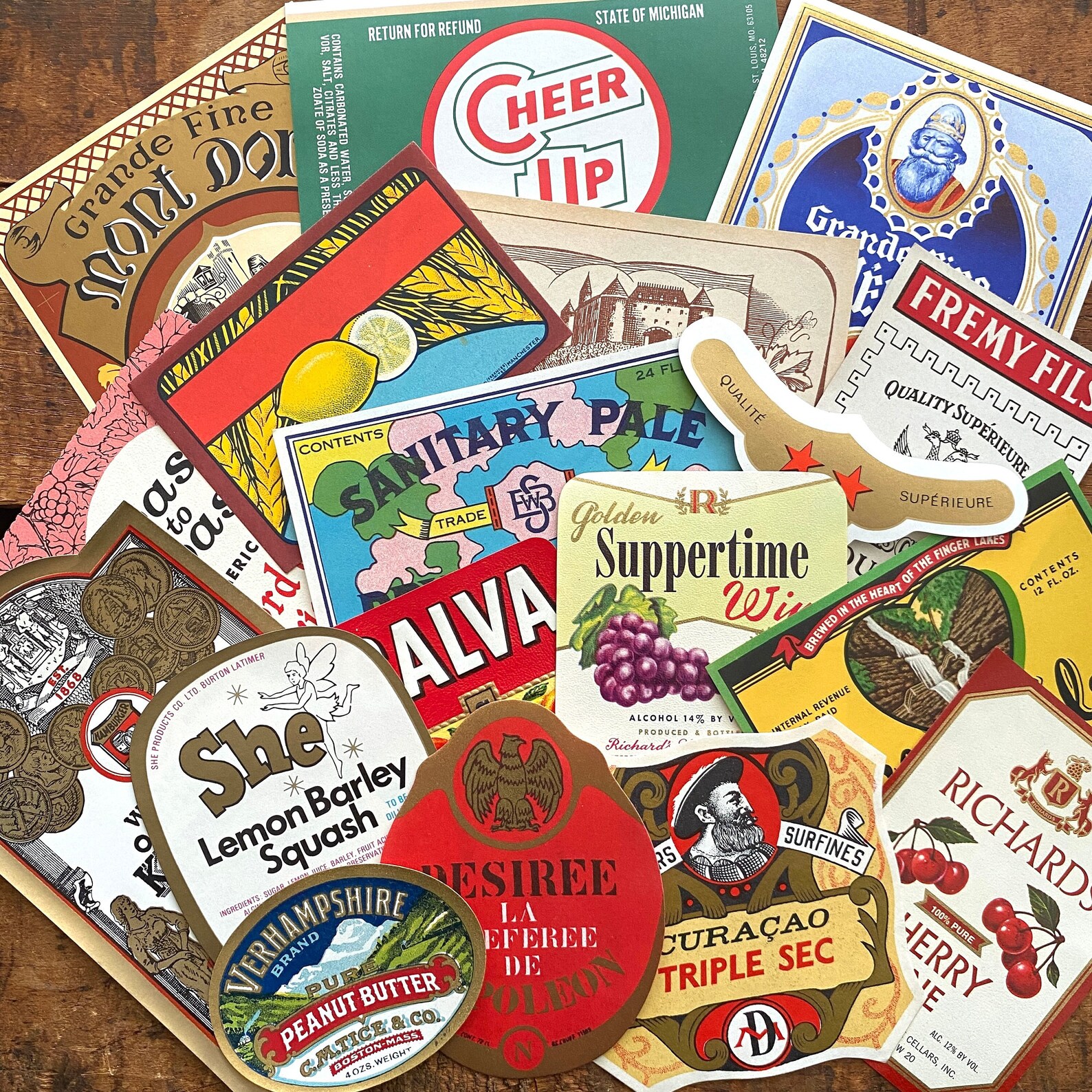 Vintage Assorted Labels Lot - Set of 27 - Paper Ephemera, Alcohol Food ...