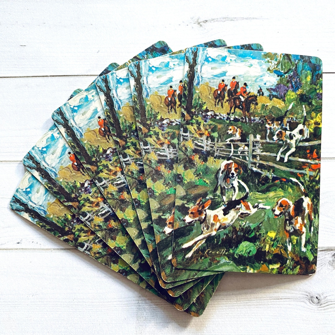 Vintage Hunting Dogs Playing Cards - Set of 6 - Etsy