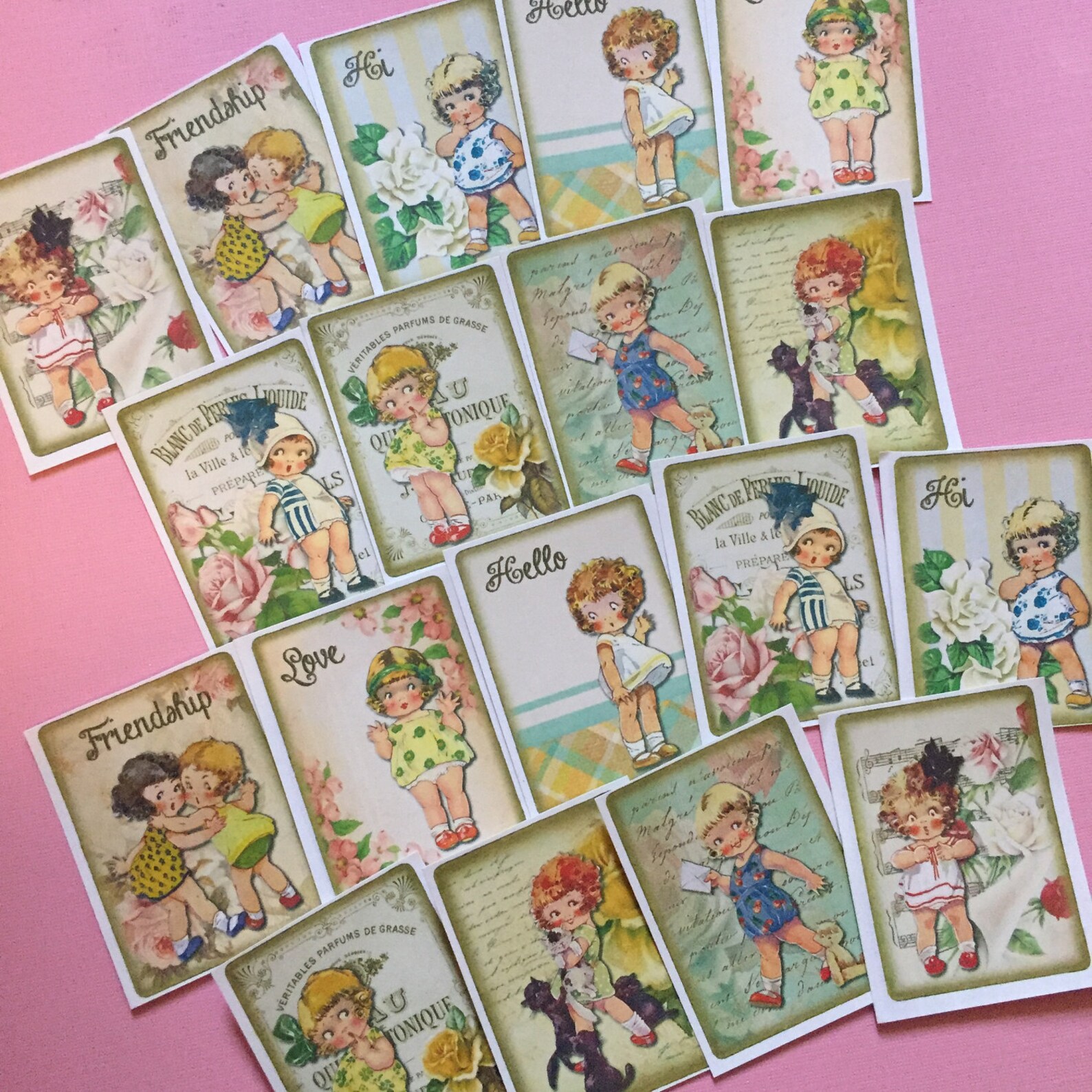 Vintage Girl Stickers Set of 18 Handmade Stickers Vintage - Etsy