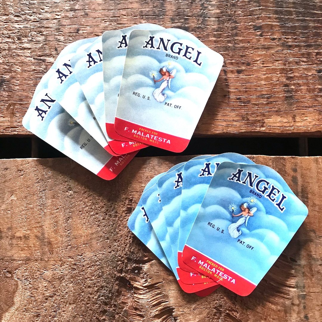 Vintage Labels - Set of 10 - Vintage Angel Labels, NOS Label, Junk ...