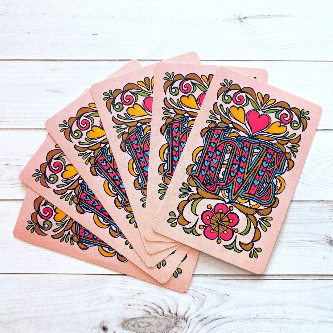 Vintage Playing Cards - Set of 6 - Vintage Cards, Art Deco Cards ...