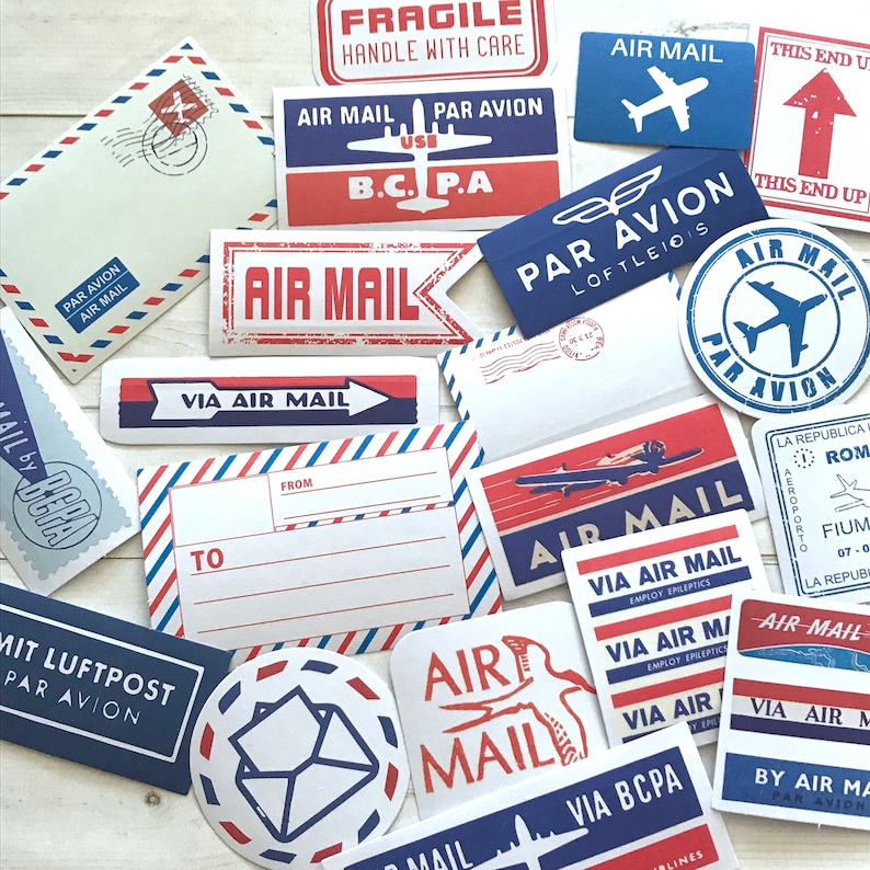 Air Mail Stickers Set of 20 Airmail Labels Par Avion - Etsy