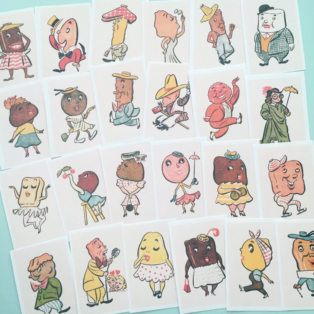 Candy Stickers - Set of 24 - Handmade Stickers, Vintage Style, Vintage ...
