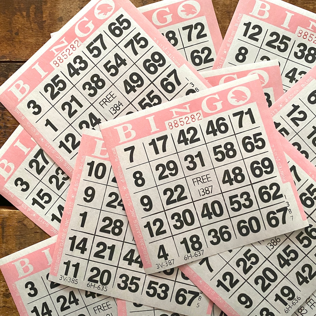 Pink Bingo Cards - Set of 20 - Bingo Sheets, Junk Journal Paper ...