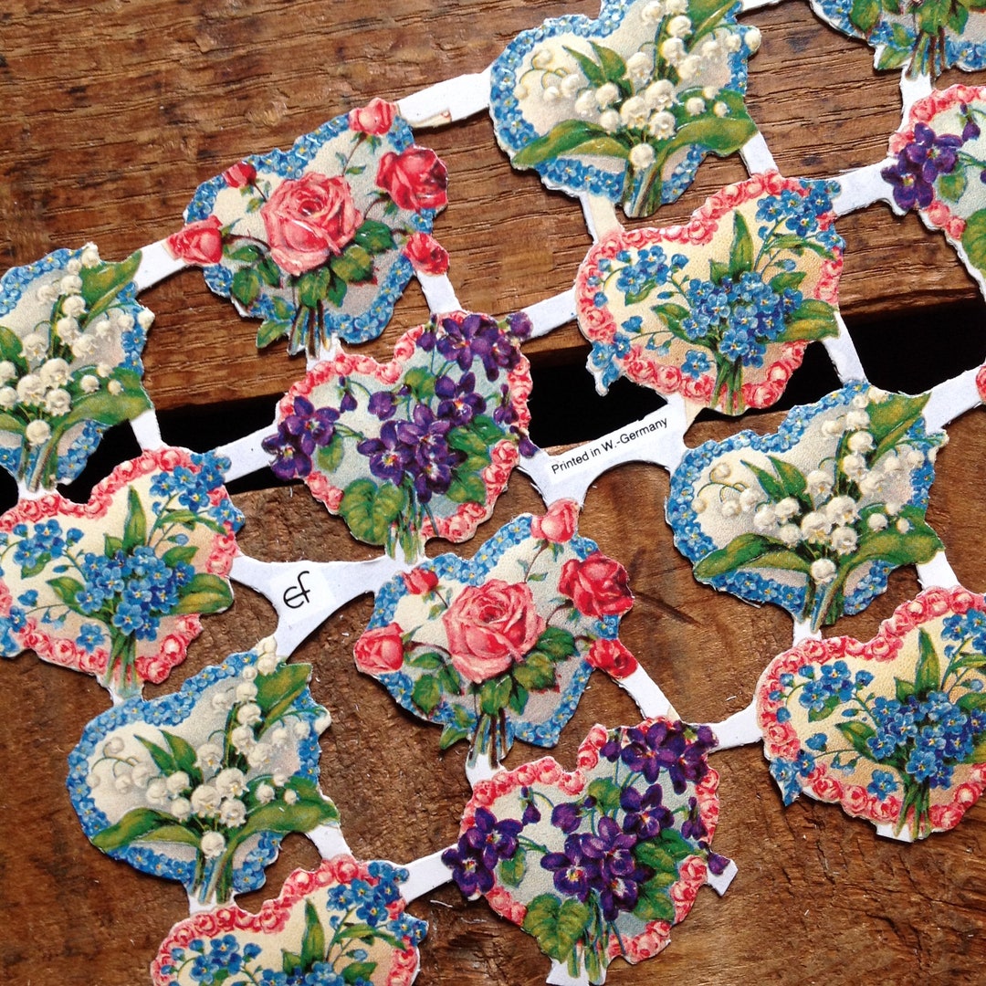 Troqueles de recortes alemanes de estilo vintage: Corazones de flores ...