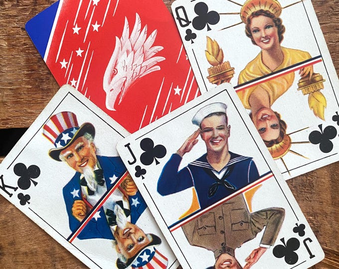 Vintage Patriotic Playing Cards - Set of 8 - Paper Ephemera, Junk ...