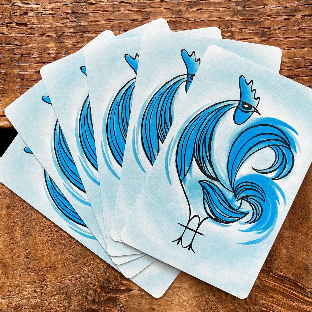 Vintage Blue Rooster Playing Cards - Set of 6 - Etsy