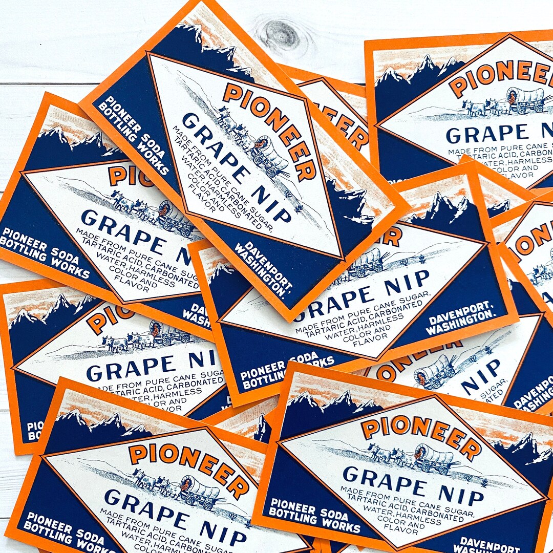 Vintage Pioneer Grape Soda Drink Labels - Set of 5 - Junk Journal Paper ...