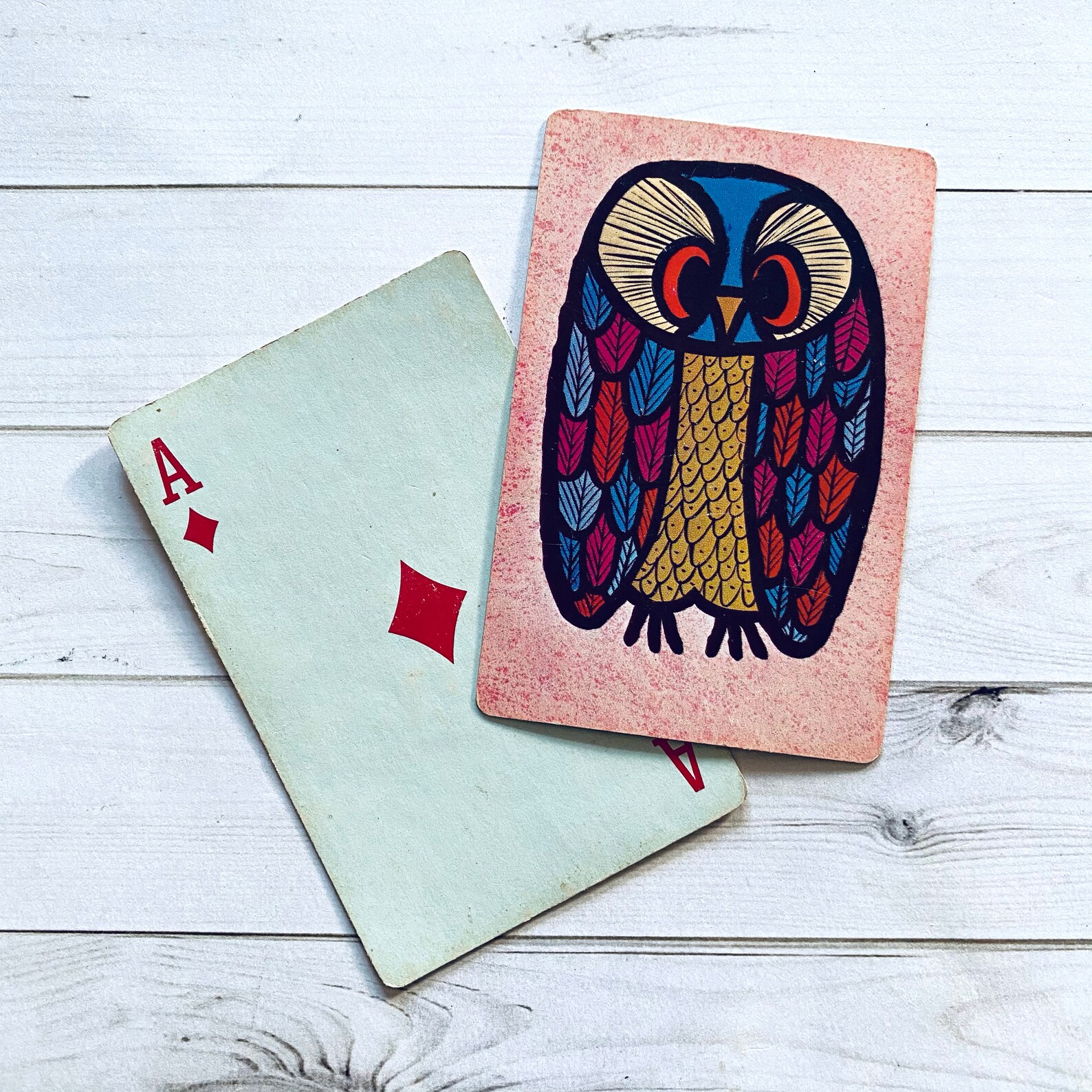 Owl Playing Cards Set of 6 Vintage Cards Vintage Children - Etsy