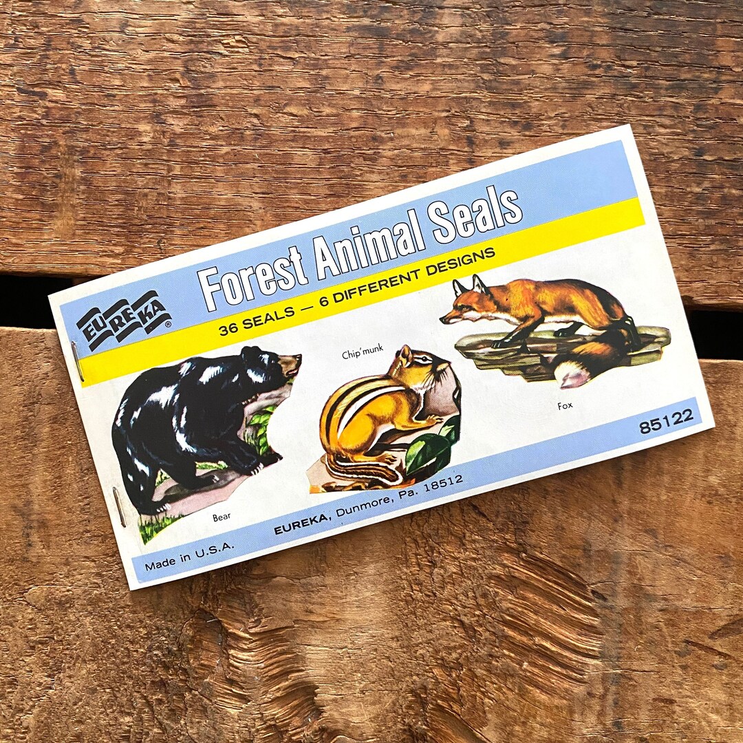 Vintage Eureka Forest Animals Seals - Book of 36 Seals - Eureka Seals, Cute Animals, Vintage ...