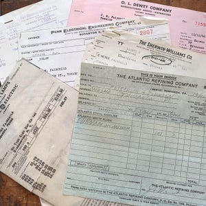 Vintage Used Receipts Ephemera Lot - Set of 20 - Junk Journal, Paper ...