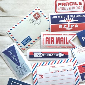 Air Mail Stickers - Set of 20 - Airmail Labels, Par Avion, Junk Journal ...