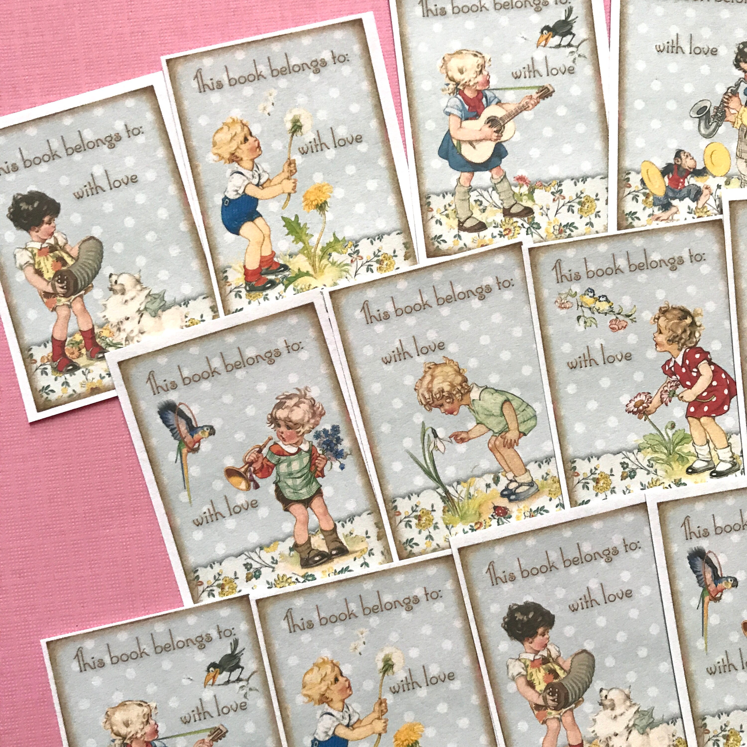 Bookplate Stickers Set of 18 Handmade Stickers Vintage - Etsy