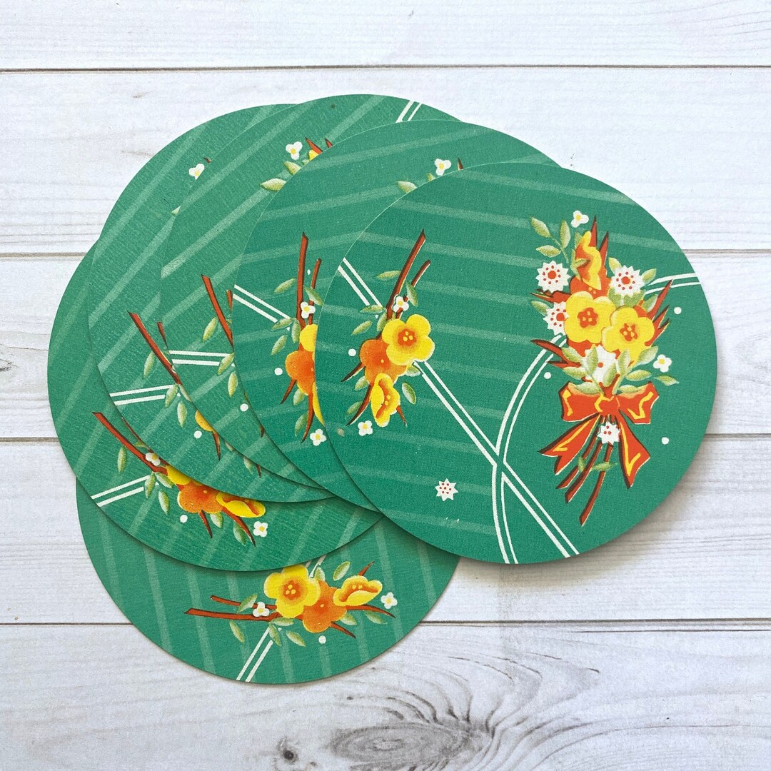 Vintage Playing Cards - Set of 6 - Round Cards, Paper Ephemera, Junk ...
