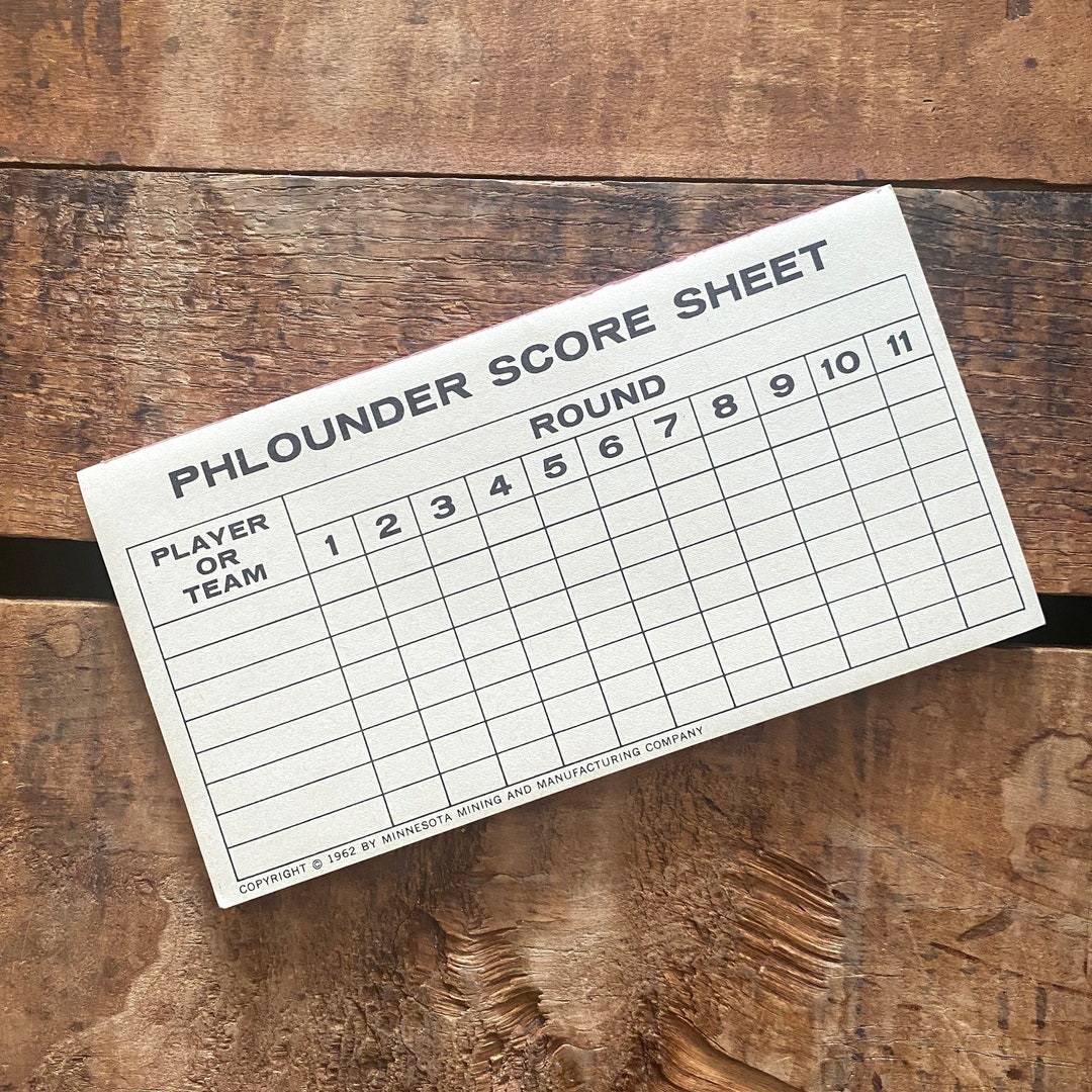 Vintage Phlounder Score Sheet Pad - Unused Score Pad, Junk Journal, Old ...