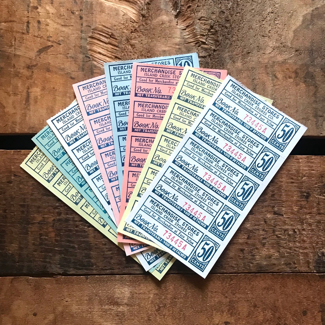 Vintage Merchandise Tickets - 8 Sheets, 40 Tickets - Vintage Tickets ...