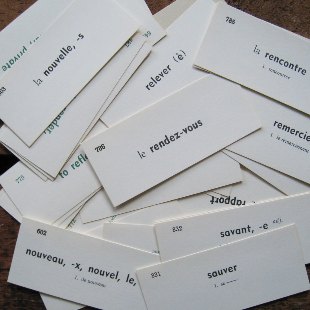 Vintage French Vocabulary Cards - Random Set of 25 - Junk Journal Paper ...